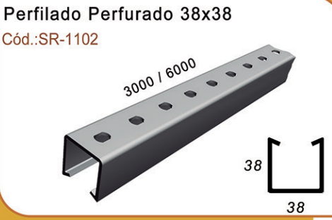 Ômega | Perfilado Perfurado 38x38 - Perfilados para Infraestrutura Elétrica